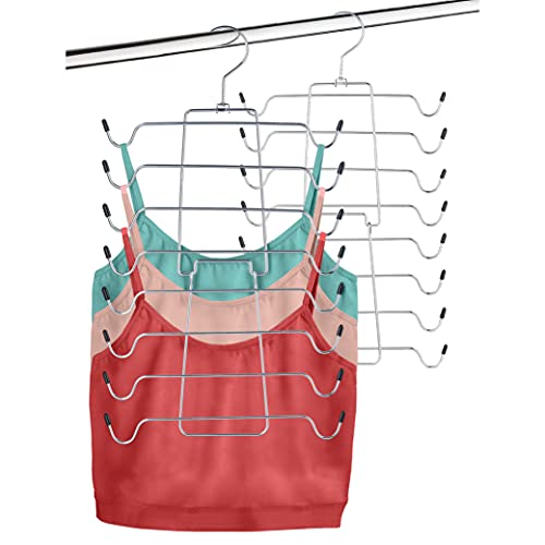 Space Saver Durable Tank Top Hanger & Bra Organizer - Folding Metal Hanger, Multi-Use 16-in-1 Space-Saving Cami & Bra Hangers Great for Lingerie, Bathing suits, Strappy Dresses, Accessories, Tie/Belts