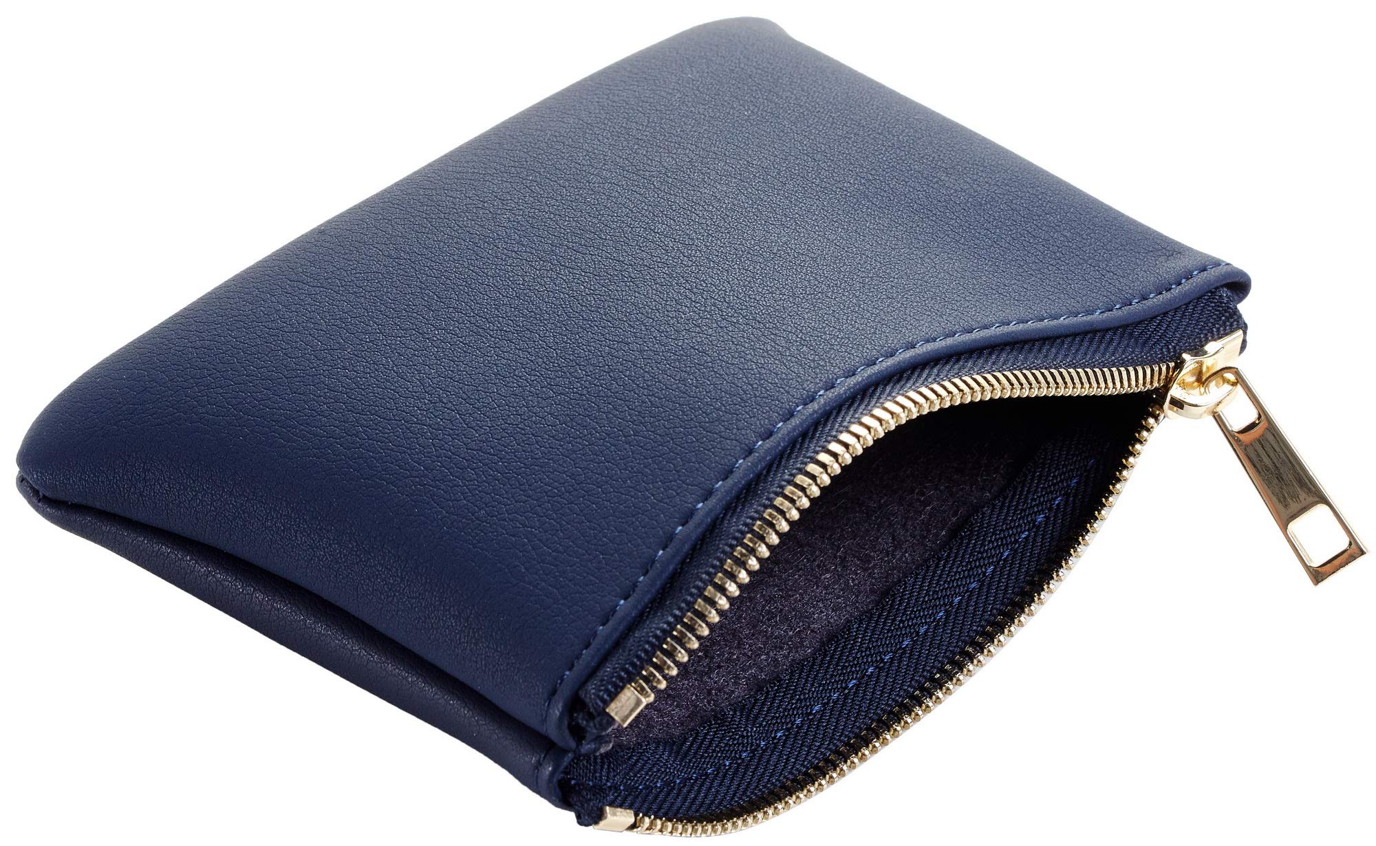 Chelmon Vegan Leather Coin Purse Pouch Change Purse With Zipper For Men Women (Blue Navy)