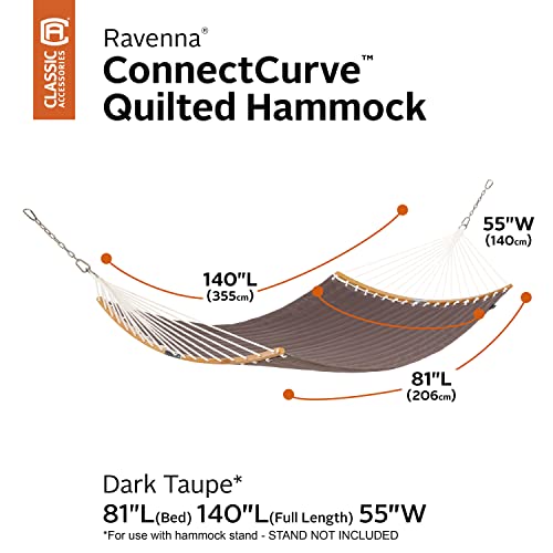 Classic Accessories Ravenna 81 x 55 Inch Quilted Double Hammock, Dark Taupe