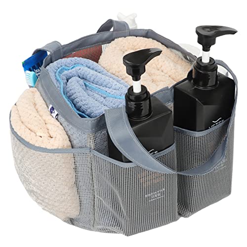 Nvatorfox 2 Pack Haundry Mesh Shower Caddy Tote Bag Hanging Portable Toiletry Bag College Dorm Essentials Quick Dry Bath Organizer for College Dorms, Gym, Camp for Bathroom Accessories(Grey + Black)
