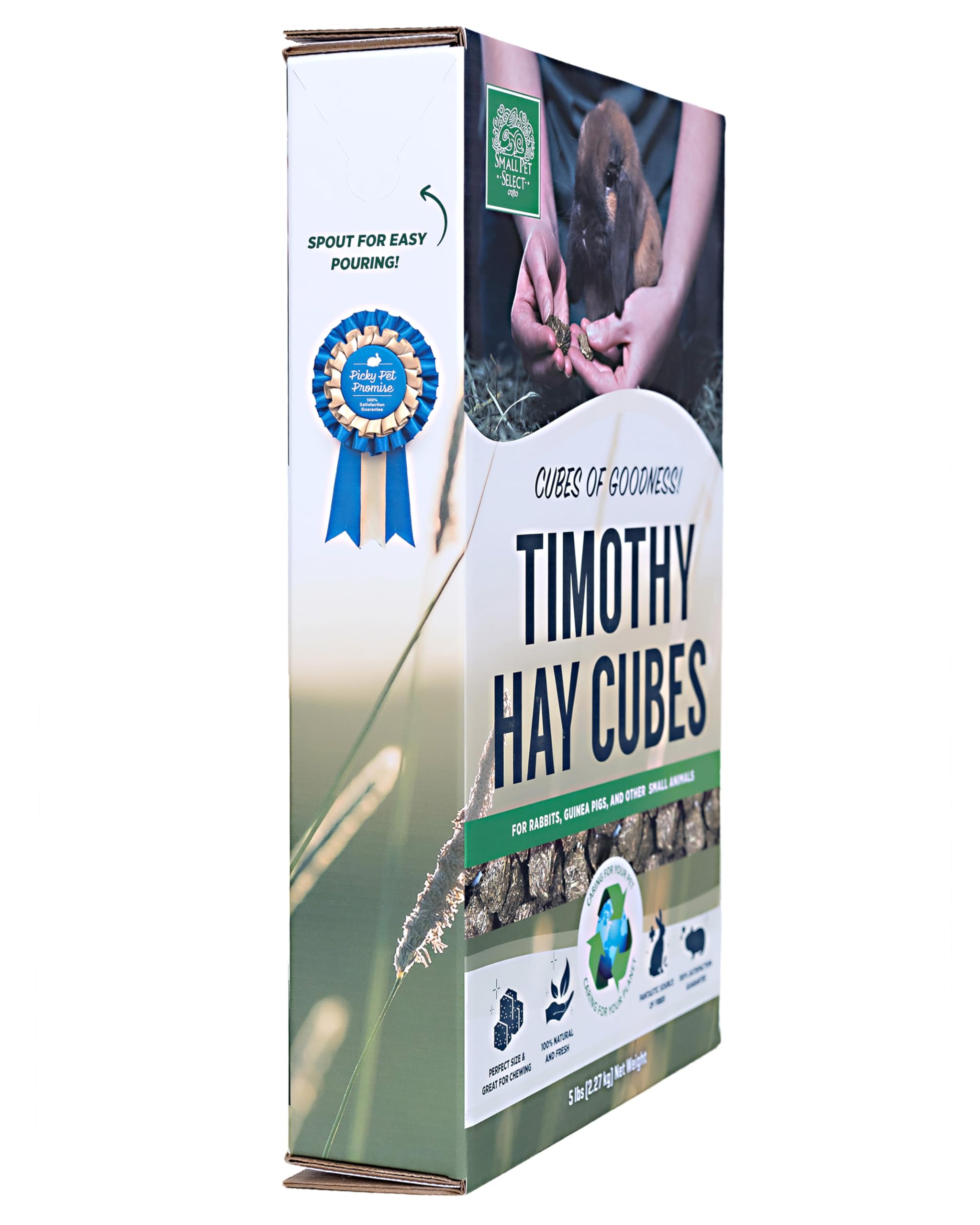Small Pet Select - Straight Timothy Hay Cubes - 100% All Natural Timothy Hay, Not Blended - Delivered Fresh, Guarantee, (5 lb)