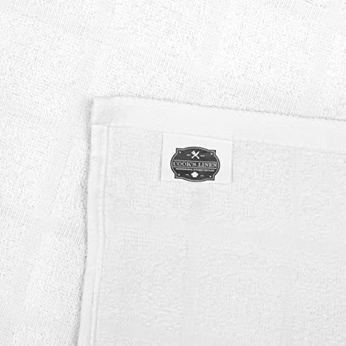 Arkwright Cotton Dishcloths Kitchen Towels Bulk - (Pack of 12) Absorbent Terry Tea Towels, Dish Washing Cloths for Cooking, Drying Dishes, and Cleaning, 15 x 25 in, White