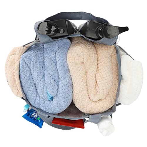 Nvatorfox 2 Pack Haundry Mesh Shower Caddy Tote Bag Hanging Portable Toiletry Bag College Dorm Essentials Quick Dry Bath Organizer for College Dorms, Gym, Camp for Bathroom Accessories(Grey + Black)