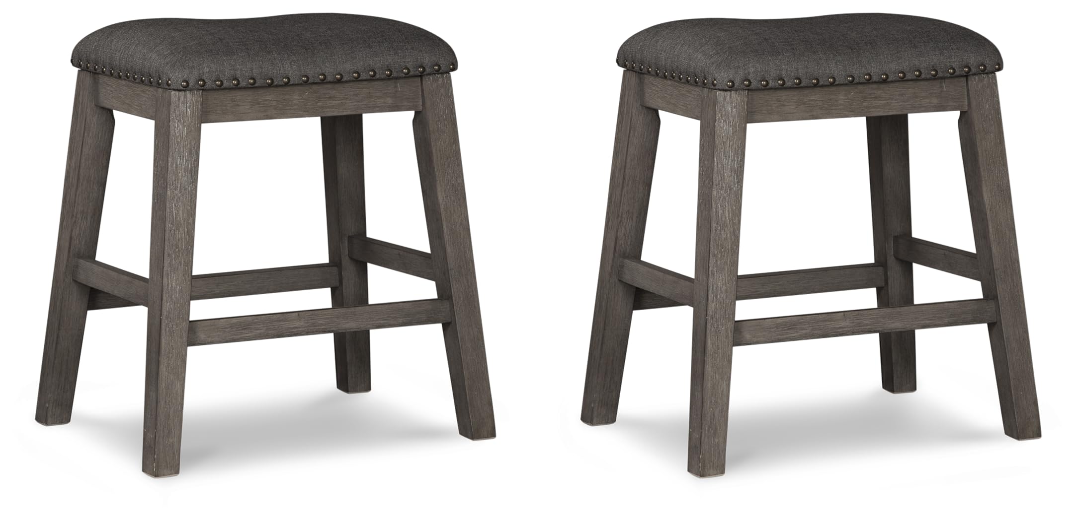 Signature Design by Ashley Caitbrook Rustic 24.4" Counter Height Upholstered Barstool, 2 Count, Gray