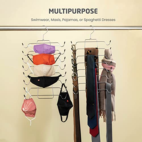 Space Saver Durable Tank Top Hanger & Bra Organizer - Folding Metal Hanger, Multi-Use 16-in-1 Space-Saving Cami & Bra Hangers Great for Lingerie, Bathing suits, Strappy Dresses, Accessories, Tie/Belts