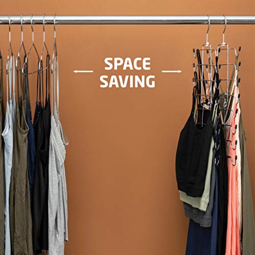 Space Saver Durable Tank Top Hanger & Bra Organizer - Folding Metal Hanger, Multi-Use 16-in-1 Space-Saving Cami & Bra Hangers Great for Lingerie, Bathing suits, Strappy Dresses, Accessories, Tie/Belts