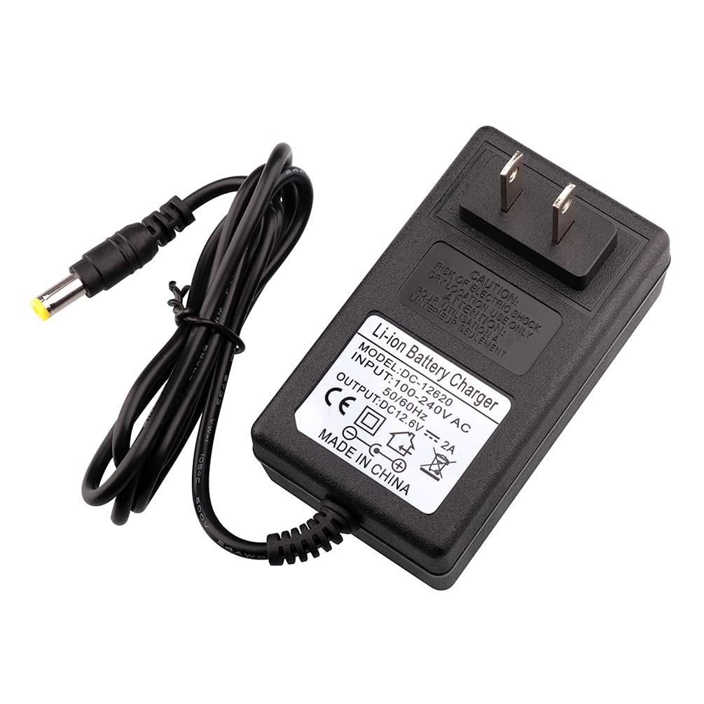 12.6V Charger Lithium ion 12V-2A Charger AC/DC for Most 12V Massager 11.1V 10.8V 3Series Battery Pack Charge DC 5.5X 2.5mm / 2.1mm