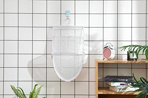 ALYER Hanging Bath Toy Organizer,Bottom Zippered Bathtub Toy Storage Mesh Bag with Sturdy Hanger (White)