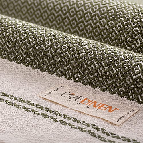 Evelynen Turkish Hand Towels for Bathroom & Kitchen Towels Decorative Set of 2 | Boho Farmhouse Hand Towels with Hanging Loops for Face, Tea, Dish, Kitchen & Bath |0 Cotton (16" x 32" - Khaki)