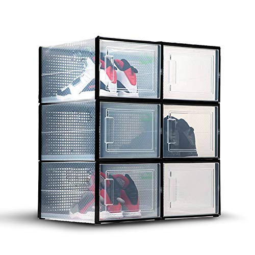 I&D DESIGNS STACBOX Shoe Organizer | Stackable Easy to Assemble for Closet | Protects Shoes | Clear Display | Declutters Spaces | Multipurpose Storage Container (SMALL Size 6 Pcs)