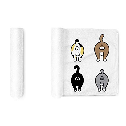 Kuizee Microfiber Hand Towel Face Towels Cartoon Cat Butt Quick-Dry Absorbent Ultra Soft Bathroom Kitchen 30X15 Inch