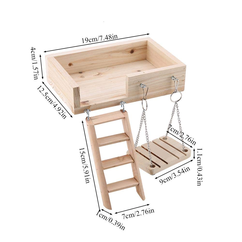 HEEPDD 3Pcs Wooden Hamster Crawling Ladder Funny Swing Toys Set Small Animal Toy Cage Accessories for Gerbil Rat Chinchillas Guinea Pig Squirrel