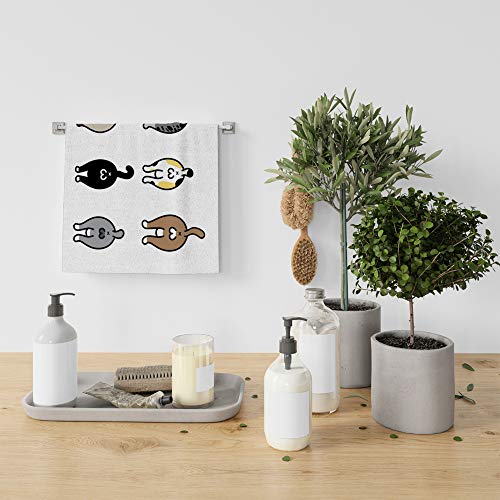 Kuizee Microfiber Hand Towel Face Towels Cartoon Cat Butt Quick-Dry Absorbent Ultra Soft Bathroom Kitchen 30X15 Inch