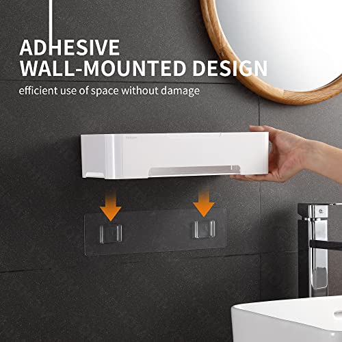 YOHOM Adhesive Shower Caddy Shelf For Bathroom Wall Plastic Shampoo Holder For Shower Storage Organizer Caddy Basket White