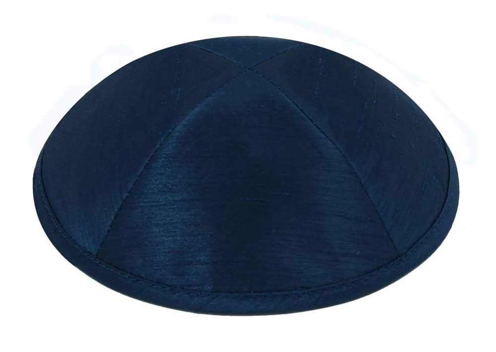 Zion Judaica Deluxe Raw Silk Kippahs with Imprinting for Events Customizable Yamakas for Weddings Silk Noil Yarmulkes with Imprintable Text (96 Pack Imprinted, Navy Blue)