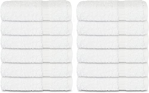 GOLD TEXTILES Premium White Washcloths Set - 12 Pack | 13x13 inches - Ultra Soft, Highly Absorbent Face Towels- Cotton Wash Cloths for Your Body