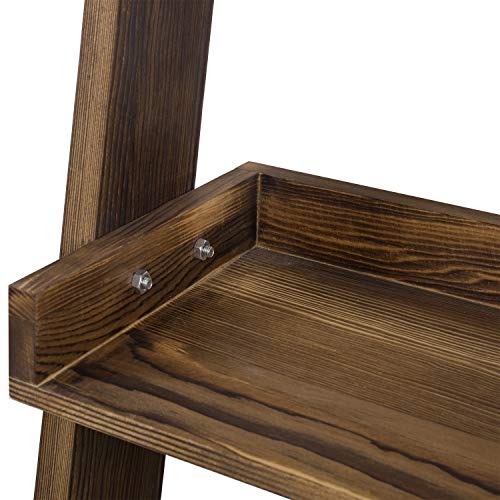 MyGift 3-Tier Dark Brown Wood Over-The-Toilet Leaning Bathroom Ladder Shelf