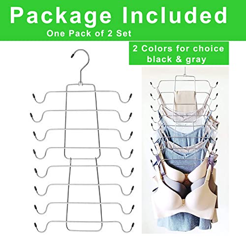 dineda 2PACK Tank Top Hanger Bra Organizer Bra Hangers for Closet Organizer Hangers Shirt Space Saving Black
