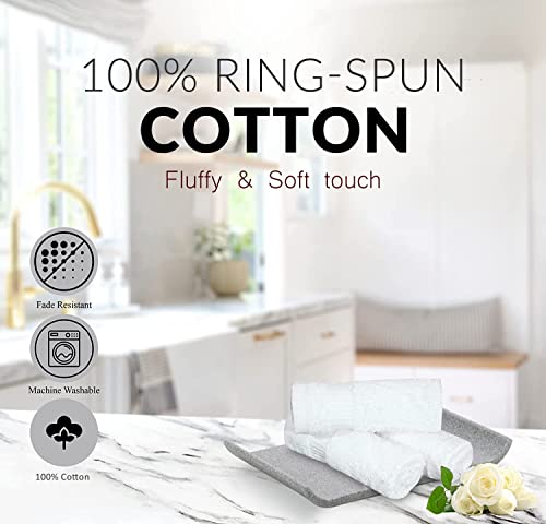GOLD TEXTILES Premium White Washcloths Set - 12 Pack | 13x13 inches - Ultra Soft, Highly Absorbent Face Towels- Cotton Wash Cloths for Your Body