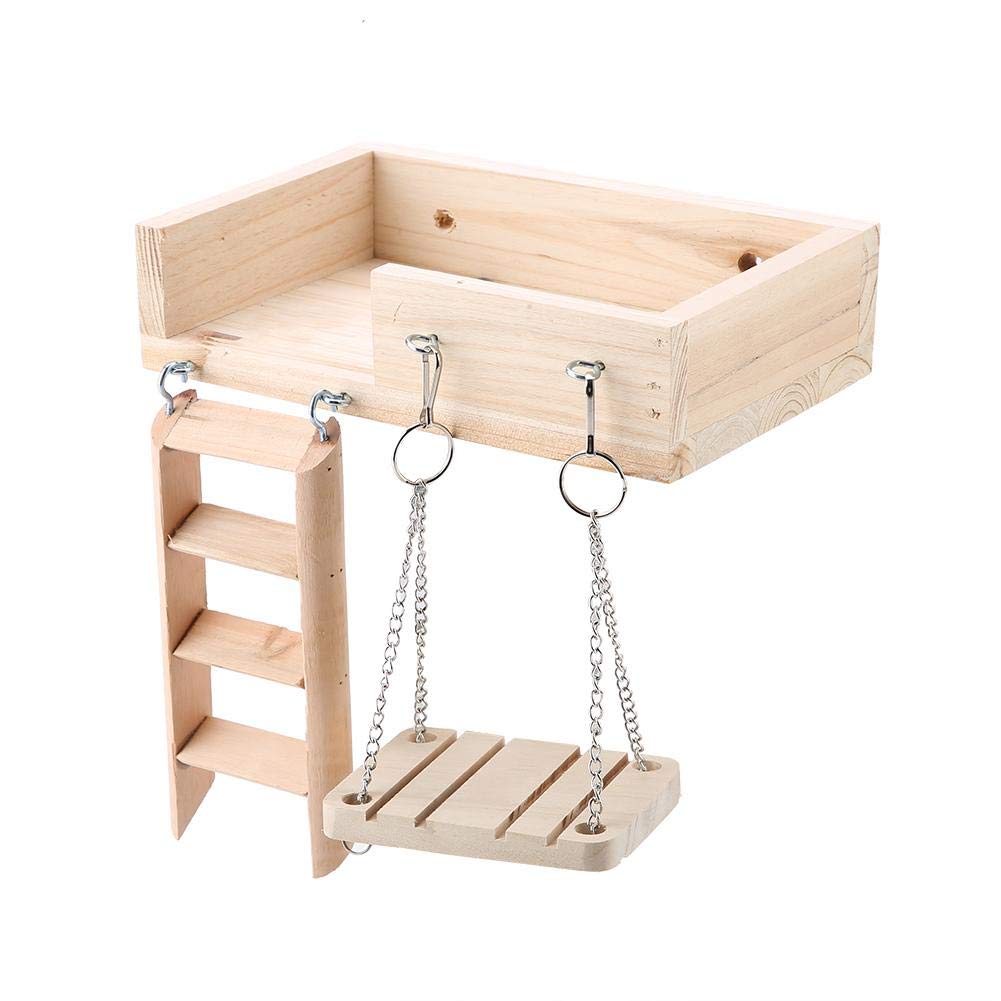HEEPDD 3Pcs Wooden Hamster Crawling Ladder Funny Swing Toys Set Small Animal Toy Cage Accessories for Gerbil Rat Chinchillas Guinea Pig Squirrel