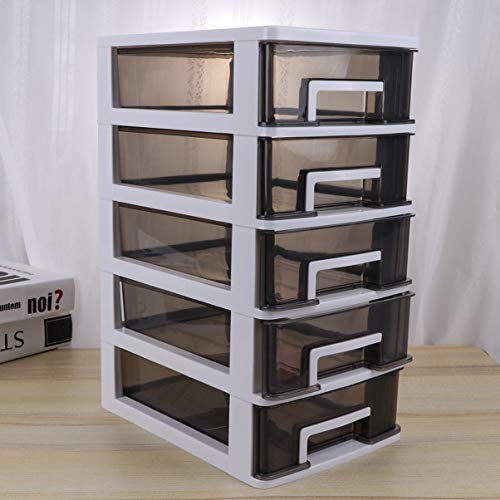 WINOMO Stacking Drawer Storage Box Foldable Storage Cubes Bin Box Containers for Home Office Nursery Closet Bedroom Living Room (White Frame and Transparent Black)