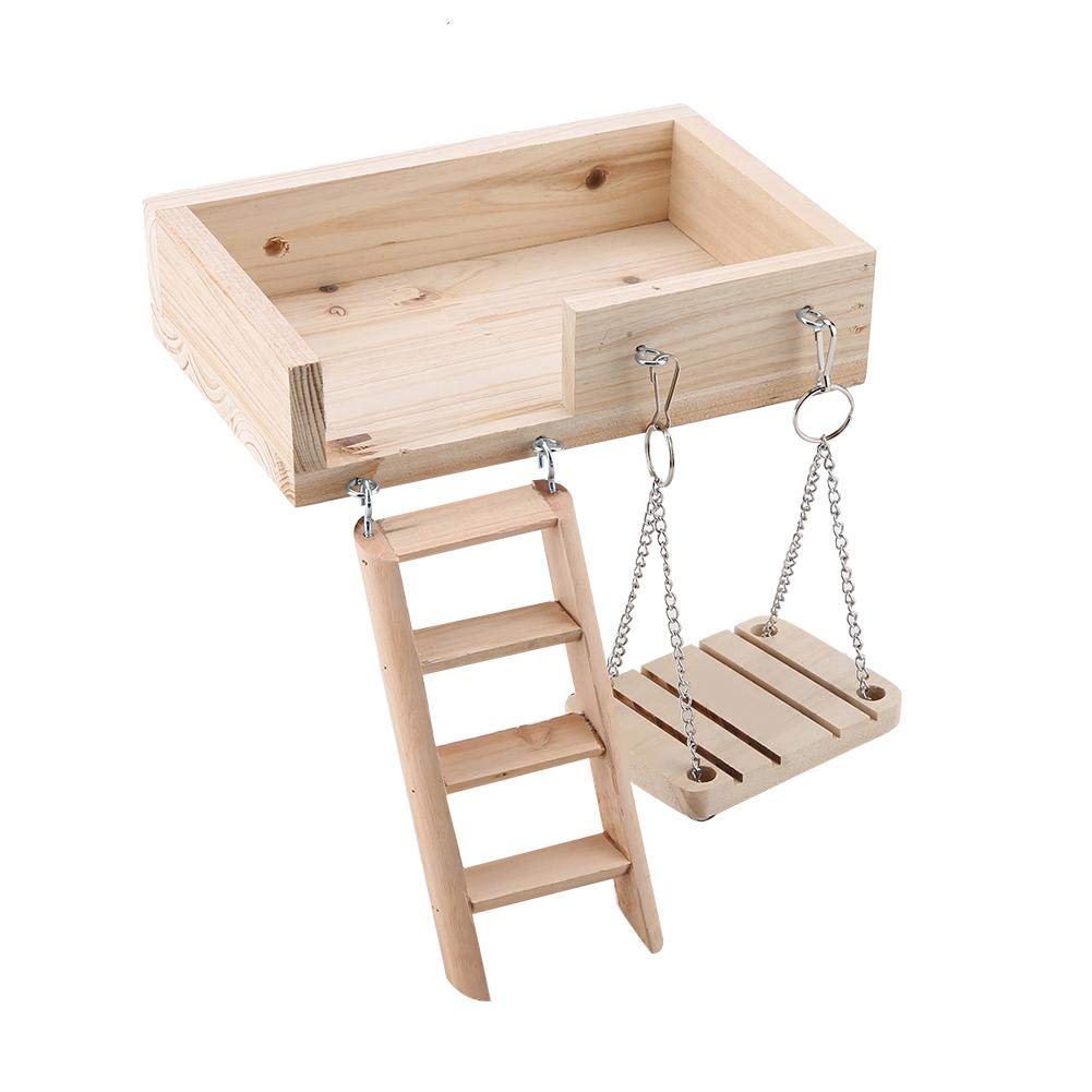 HEEPDD 3Pcs Wooden Hamster Crawling Ladder Funny Swing Toys Set Small Animal Toy Cage Accessories for Gerbil Rat Chinchillas Guinea Pig Squirrel