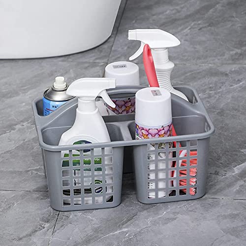 Andmey Cleanning Caddy Basket Plastic Storage Shower Caddy Bucket with Handle for Garden, Cleaning Supplies, Gray