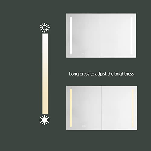 Bathlink Lighted Medicine Cabinet, 36"×27.5"×5", LED Mirror Medicine Cabinet, Recessed or Surface Mount, Defogger, Dimmer, 2 Doors Bathroom Lighted Medicine Cabinet with Mirror