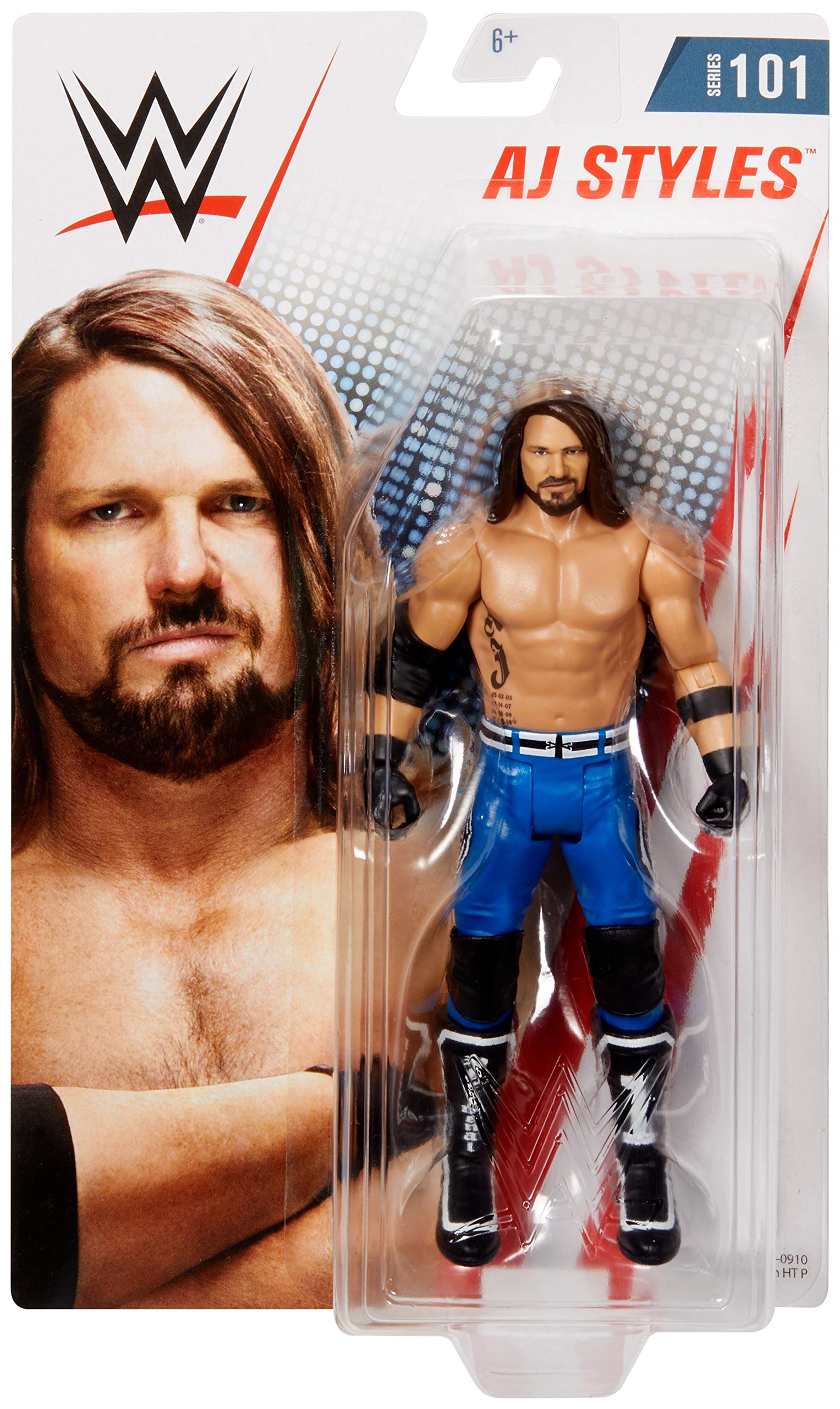 WWE AJ Styles Action Figure in 6-inch Scale with Articulation & Ring Gear, Series #101