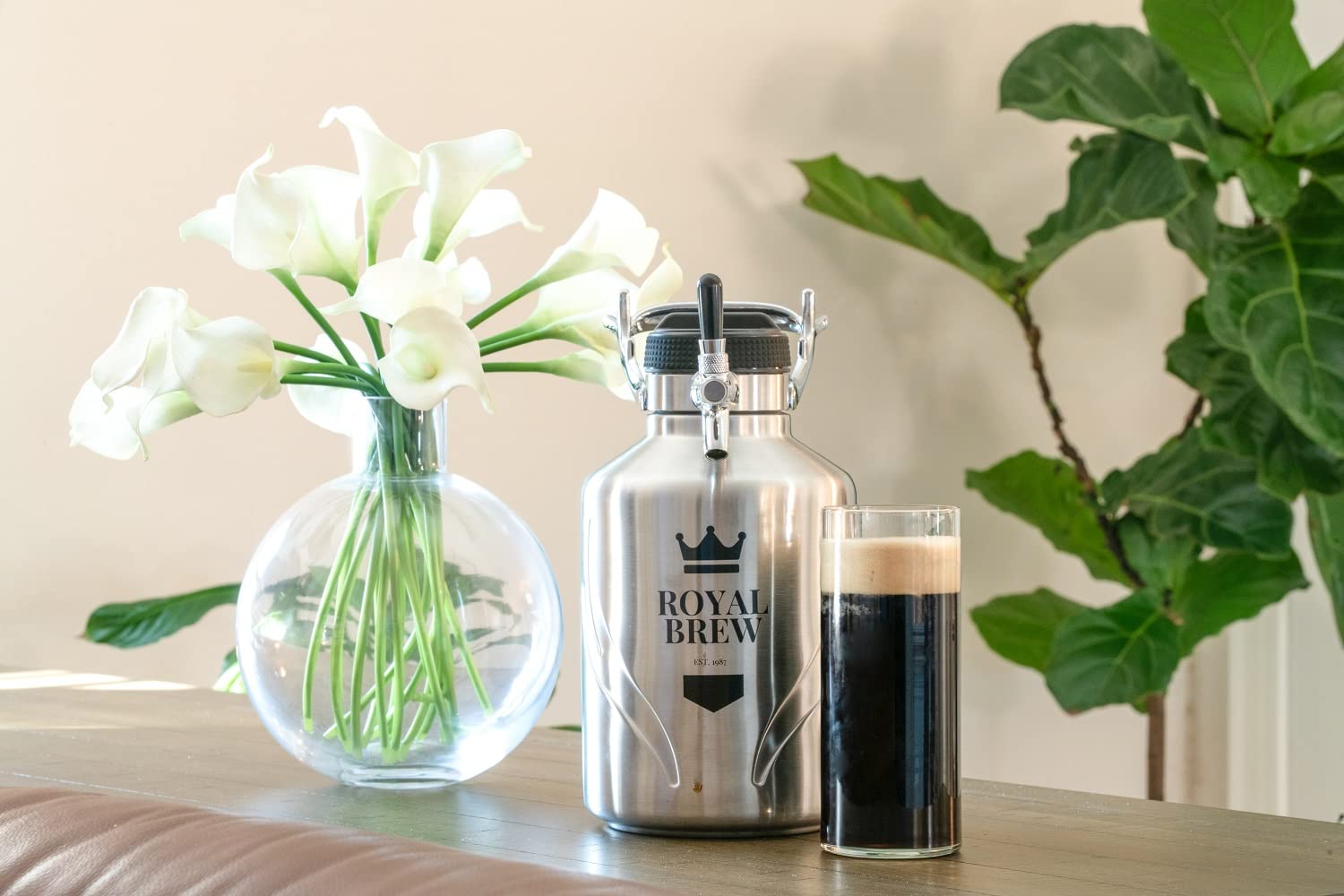 The Original Royal Brew Nitro Cold Brew Coffee Maker - Gift for Coffee Lovers - Coffee Shop Quality Nitro Coffee at Home - 64 oz Home Keg Growler, Nitrogen Gas System Coffee Dispenser Kit