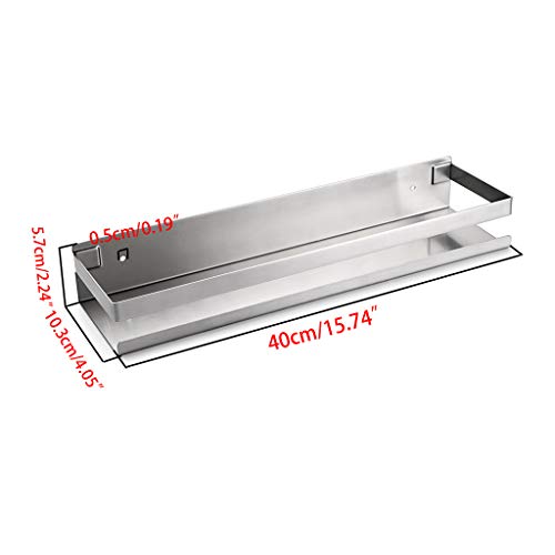 OwnMy Bathroom Shower Shelf Stainless Steel Bath Kitchen Basket Shower Caddy Rack, Rustproof Metal Bathroom Storage Floating Shelves Wall Mounted Shower Corner Rectangular Shelf - 16 Inch Silver