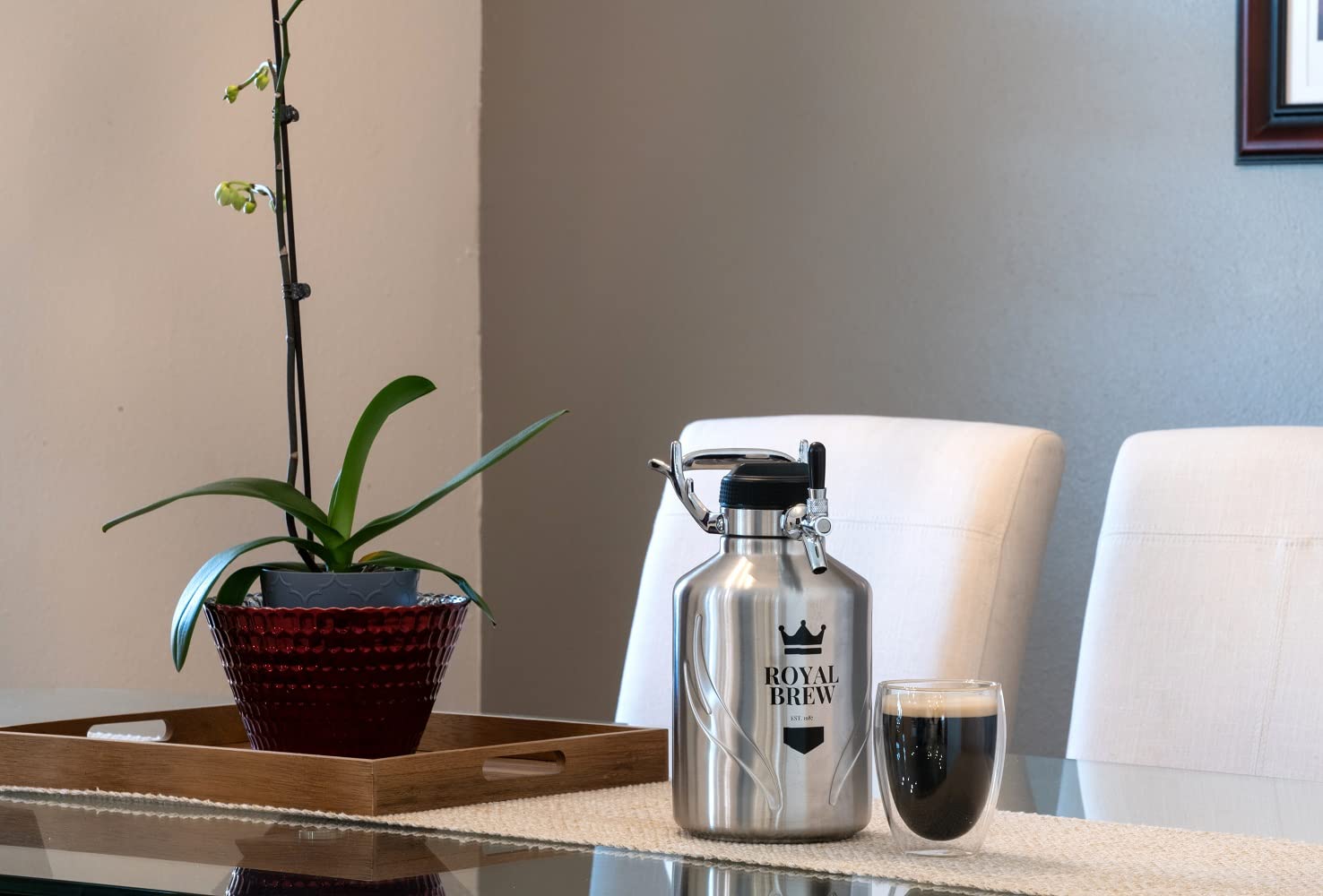 The Original Royal Brew Nitro Cold Brew Coffee Maker - Gift for Coffee Lovers - Coffee Shop Quality Nitro Coffee at Home - 64 oz Home Keg Growler, Nitrogen Gas System Coffee Dispenser Kit