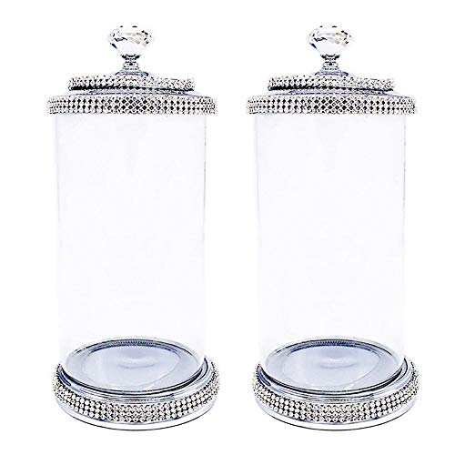 Shining Decorative Crystal Terrarium Clear Glass 500ml Wedding Decoration / Candy Serving / Bathroom Storage Organizer Apothecary Canister Jar for Cotton Balls, Swabs, Makeup Sponges, Cosmetic Pads