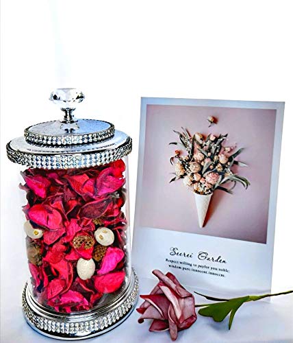 Shining Decorative Crystal Terrarium Clear Glass 500ml Wedding Decoration / Candy Serving / Bathroom Storage Organizer Apothecary Canister Jar for Cotton Balls, Swabs, Makeup Sponges, Cosmetic Pads