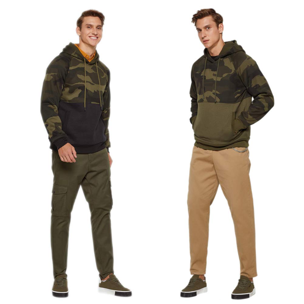 LBL Men's Camouflage Pullover Hoodies Camo Hooded Sweatshirts Army Green L 03