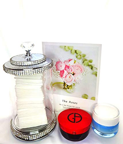 Shining Decorative Crystal Terrarium Clear Glass 500ml Wedding Decoration / Candy Serving / Bathroom Storage Organizer Apothecary Canister Jar for Cotton Balls, Swabs, Makeup Sponges, Cosmetic Pads