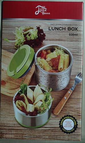 Lille Home Vacuum Insulated Stackable Stainless Steel Thermal Lunch/Snack box, 2-Tier Bento/Food Container with Lunch bag, Smart Diet, Weight Control, 32 Ounces