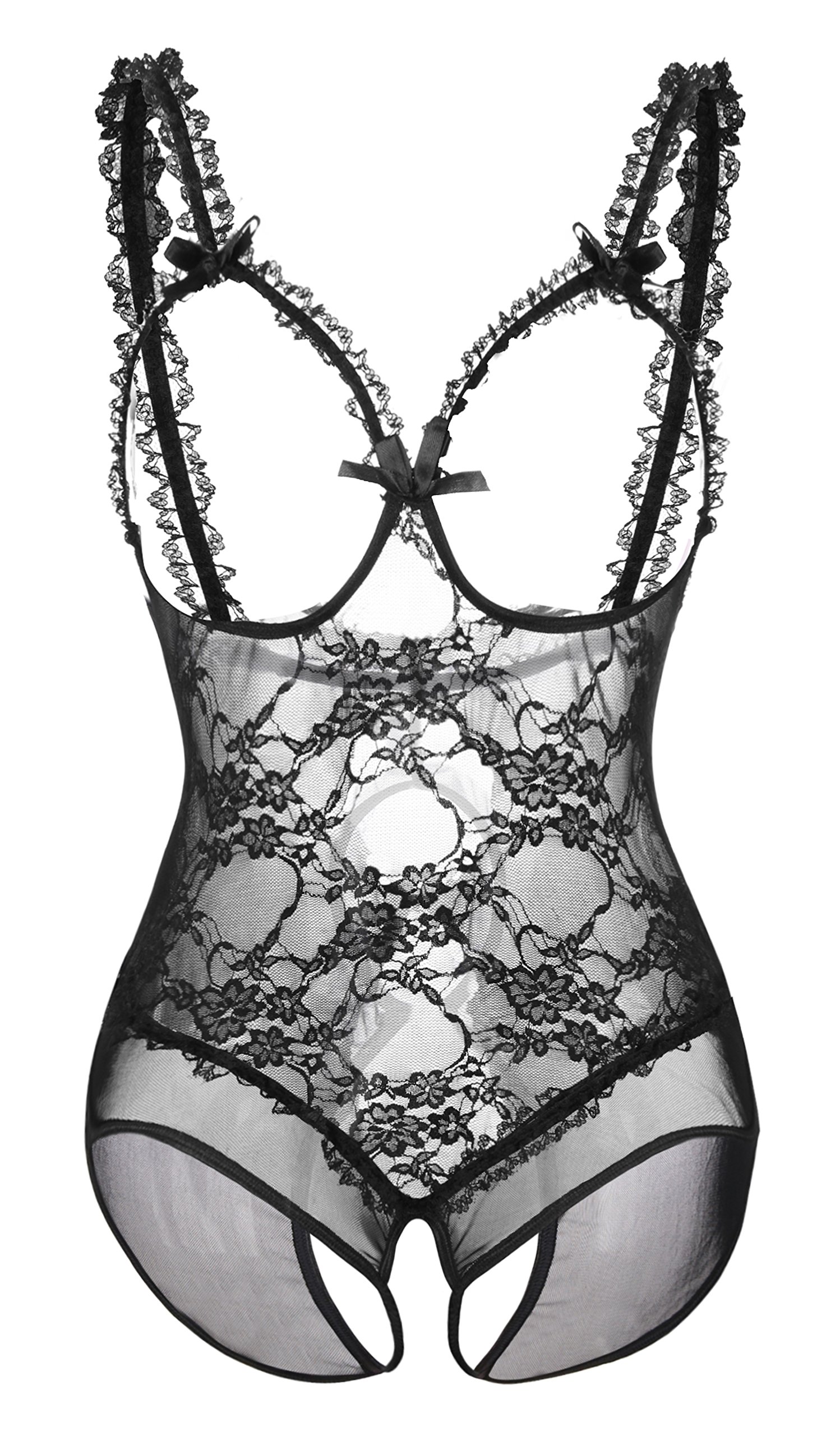 ALOECDYV Women Sexy Lingerie Nightwear - One-Piece Bodysuit Nightie Plus Size, Black (Black, XL)