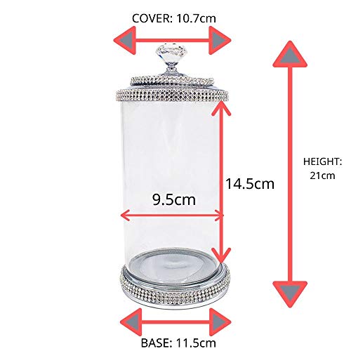 Shining Decorative Crystal Terrarium Clear Glass 500ml Wedding Decoration / Candy Serving / Bathroom Storage Organizer Apothecary Canister Jar for Cotton Balls, Swabs, Makeup Sponges, Cosmetic Pads
