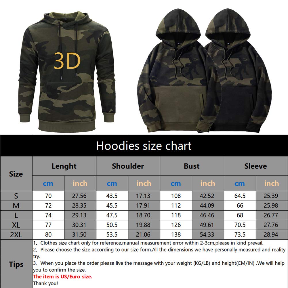 LBL Men's Camouflage Pullover Hoodies Camo Hooded Sweatshirts Army Green L 03