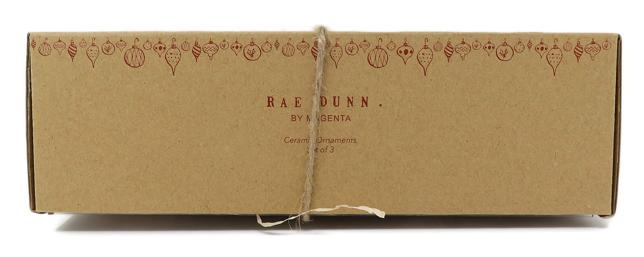Rae Dunn by Magenta Set of 3 Love & Joy & Wish Ceramic LL Round Bulb Christmas Tree Ornaments