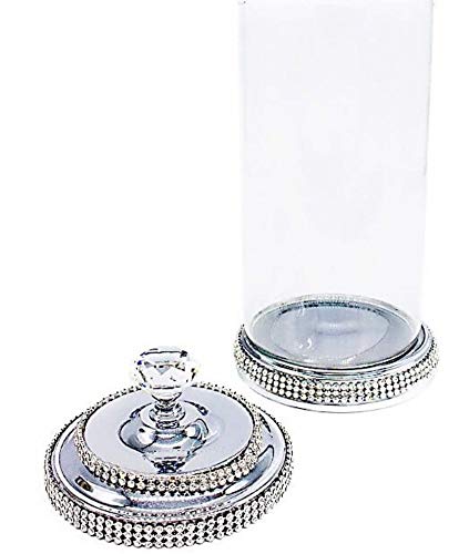 Shining Decorative Crystal Terrarium Clear Glass 500ml Wedding Decoration / Candy Serving / Bathroom Storage Organizer Apothecary Canister Jar for Cotton Balls, Swabs, Makeup Sponges, Cosmetic Pads