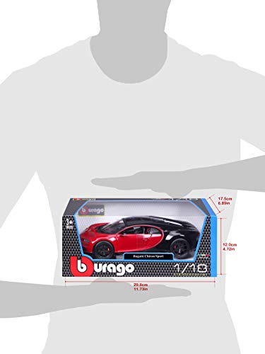 Maisto Bugatti Chiron Sport 1/18 Diecast Model Car - Black/Red (18-11044-00000022)