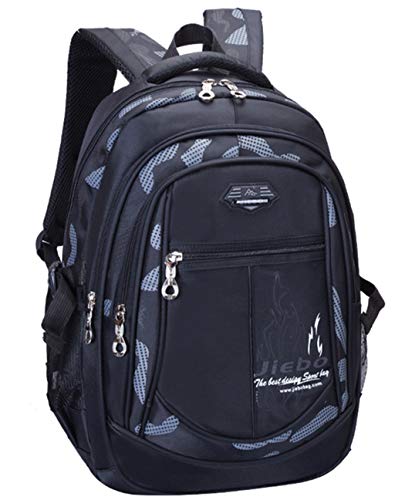 BYPTNF Backpack for Boy Student Kid Waterproof Durable Elementary Middle Casual Bookbag (C-Black)
