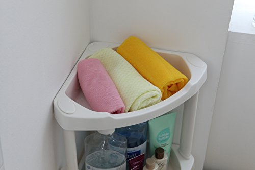 Tenby Living Corner Shower Caddy - 4 Shelf Shower Organizer Caddie with Movab.
