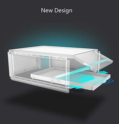 Plastic Pull Shoe Storage Box Clear Stackable Shoes Boxes Cabinet Organizer Flip Drawer (Grey 3 PCS Set)