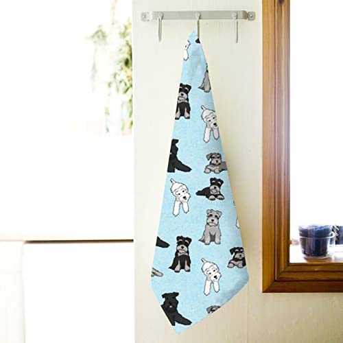 IconSymbol Cartoon Schnauzers Hand Towels Ultra Soft Highly Absorbent Bathroom Towel, Multipurpose Kitchen Dish Guest Towel for Gym, Hotel, Spa and Home Decor(27.5 x 15.7 in)