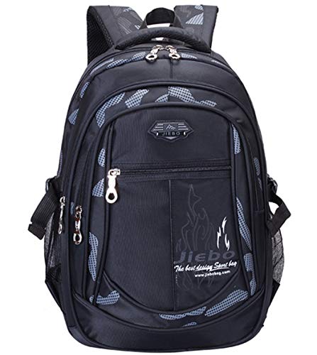 BYPTNF Backpack for Boy Student Kid Waterproof Durable Elementary Middle Casual Bookbag (C-Black)