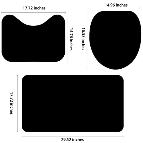 mamrug 4pcs Black Bathroom Shower Curtain Set,Modern Geometric with Non-Slip Rugs,U Shape Rug and Toilet Lid Cover Accessories,with 12 Hooks Waterproof Shower Curtains 72"x 72" Bathroom Decor