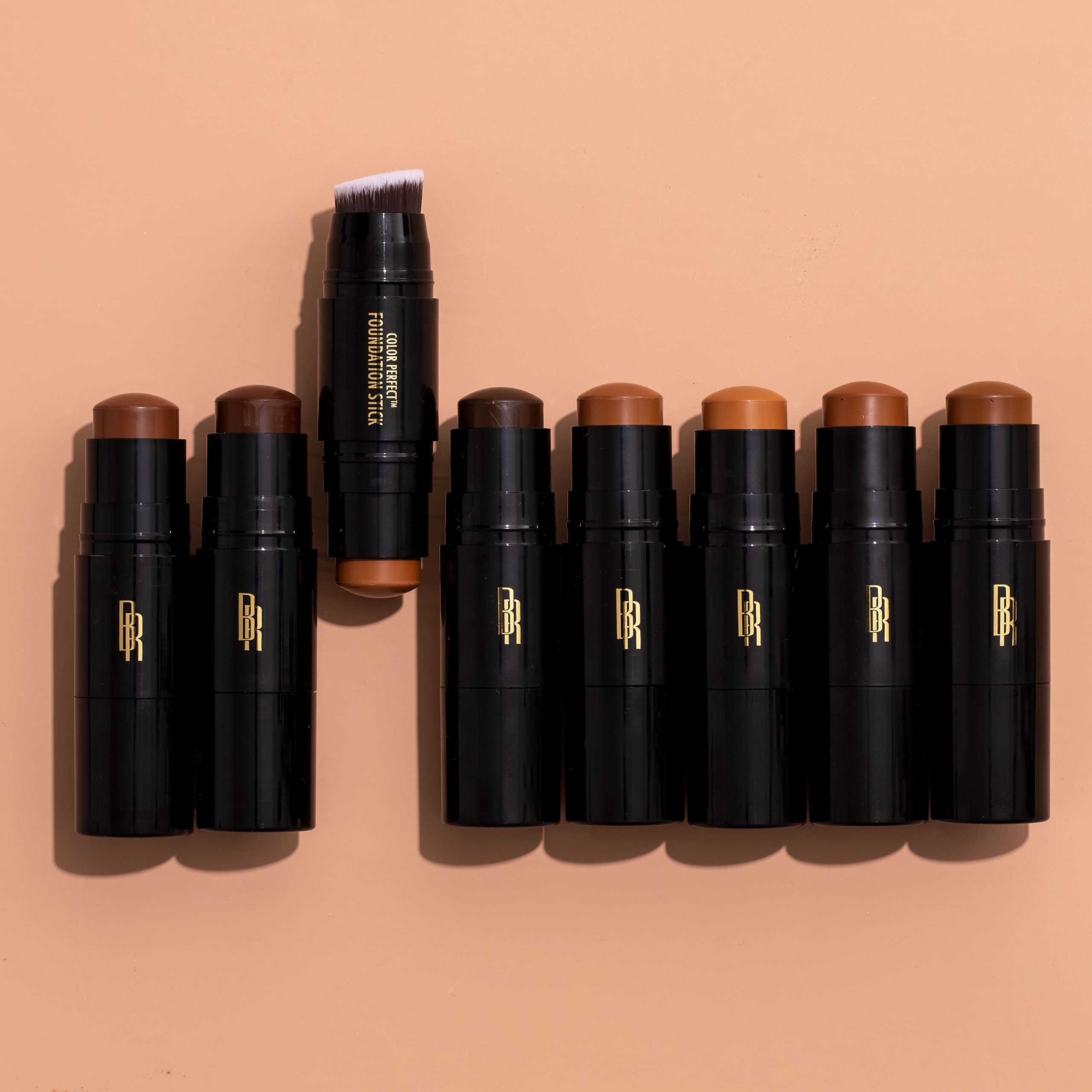 Black Radiance Color Perfect Foundation Stick with Soft Brush Applicator Duo β Buildable, Blendable Versatile Pigment-Rich Formula - Cocoa Bean